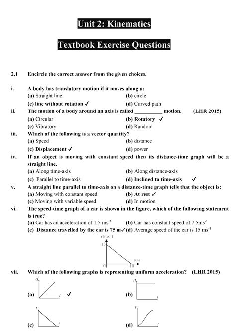 SOLUTION Class 9th Physics Notes Chapter 2 Kinematics Studypool