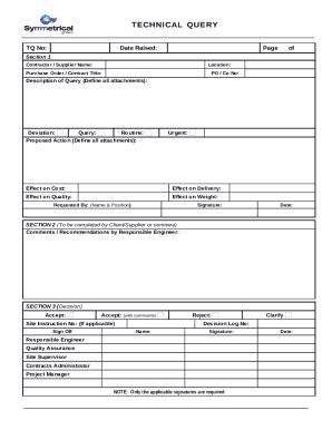 Technical Query Template Doc Template PdfFiller