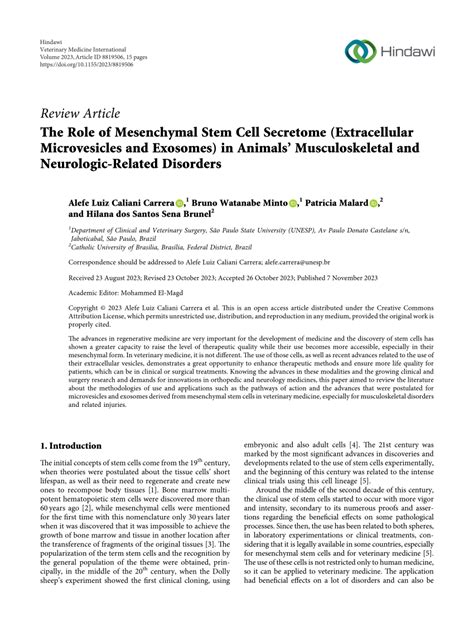 Pdf The Role Of Mesenchymal Stem Cell Secretome Extracellular