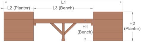 Bench And Planters Combo Dimensions And Drawings