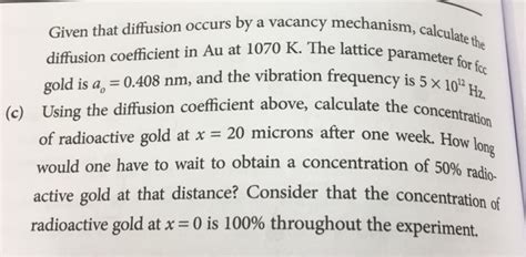 Solved In A Solid State Diffusion Experiment To Measure