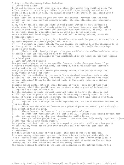 5 Steps To Use The Memory Palace Technique Pdf Memory Mind