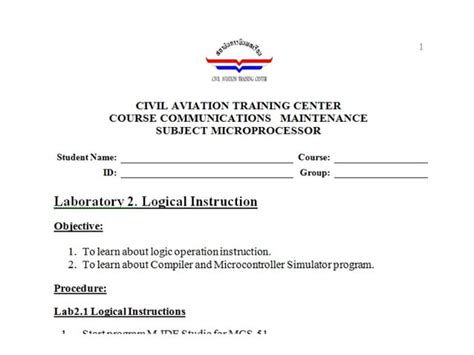 Microprocessor Laboratory 2 Logical Instructions Ppt