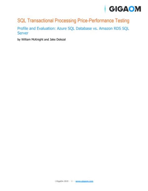 Sql In The Cloud Performance Benchmarks Pdf Databases Computer