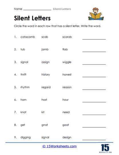 Silent Letters Worksheets Using And Identifying 15