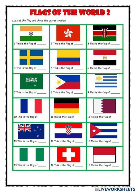 Flags Of The World 2 Worksheet Worksheets Library