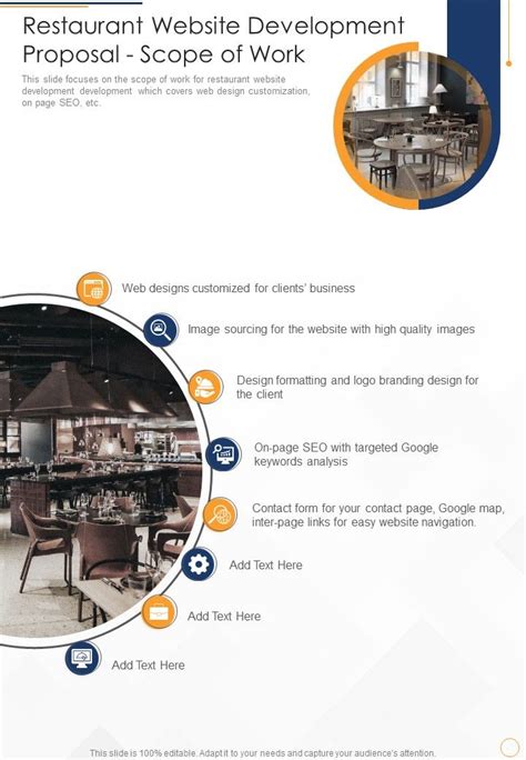 Restaurant Website Development Proposal Scope Of Work One Pager Sample Example Document