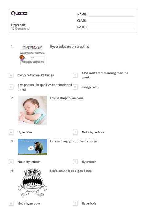 50 Hyperbole Worksheets For 3rd Grade On Quizizz Free And Printable