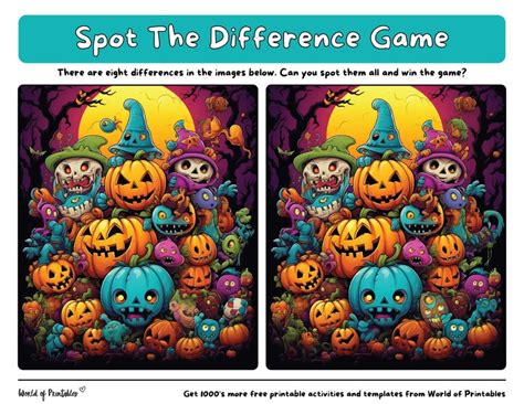 Spot The Difference Halloween Games World Of Printables