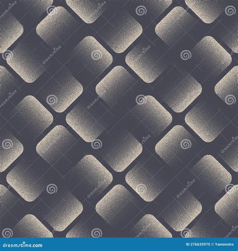 Rounded Rhombus Cool Seamless Pattern Vector Dotwork Texture Abstract Background Stock Vector