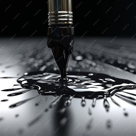 Premium Ai Image Giant Drop Of Black Ink Falling From The Nib Of A