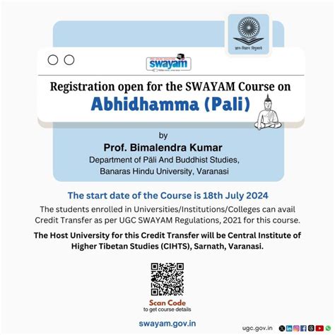 Ed On Linkedin Registration Open For The Swayam Course On Abhidhamma Pali By Prof