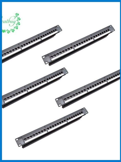 5x 19inch 1u Cabinet Rack Pass Through 24 Port Cat6 Patch Panel Rj45