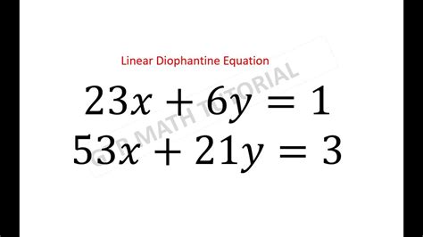 Linear Diophantine Equation Euclidean Algorithm Number Theory Youtube