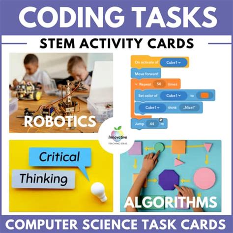 Coding Robotics Algorithms Task Cards Stem Computer Science Sequencing
