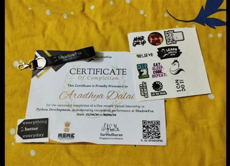 Aradhya Dalai On Linkedin Connections Shadowfox Internship