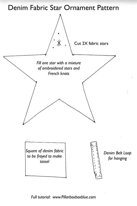 Beautiful Fabric Star Ornament Tutorial And Free Pattern Pillar Box Blue