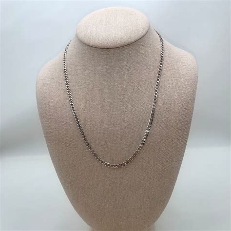 Sterling Silver Beveled Curb Chain Necklace Etsy