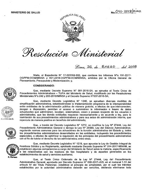 Tupa Minsa Diris Rm N041 2018 Minsa Pdf