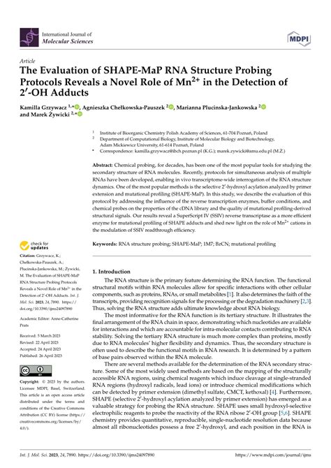 Pdf The Evaluation Of Shape Map Rna Structure Probing Protocols