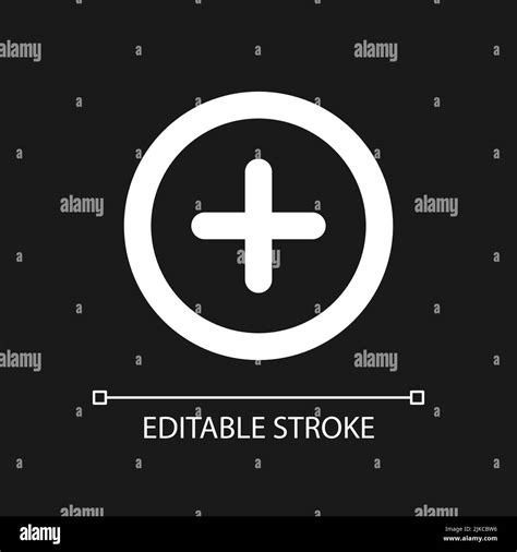 Add Button Pixel Perfect White Linear Ui Icon For Dark Theme Stock