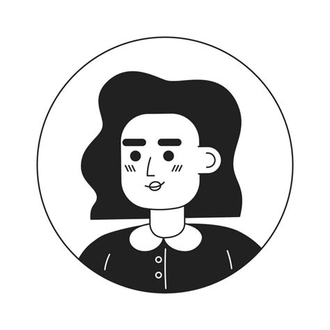 Female White Collar Worker Portrait Monochrome Flat Linear Character