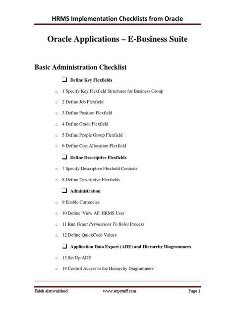 Oracle Hrms Setup Checklists Download Free Pdf Oracle Database