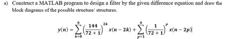 Solved A Construct A MATLAB Program To Design A Filter By Chegg