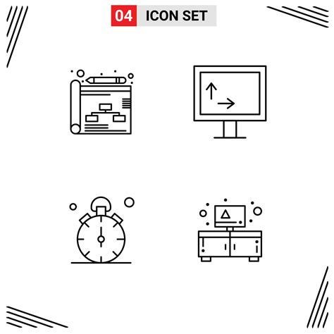 4 Universal Filledline Flat Colors Set For Web And Mobile Applications Business Timer Height