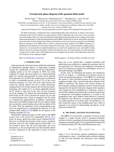 Pdf Ground State Phase Diagram Of The Quantum Rabi Model