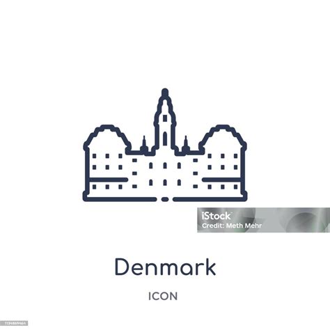 기념물 개요 컬렉션에서 덴마크 아이콘입니다 얇은 라인 덴마크 아이콘 흰색 배경에 고립입니다 기에 대한 스톡 벡터 아트 및 기타 이미지 Istock