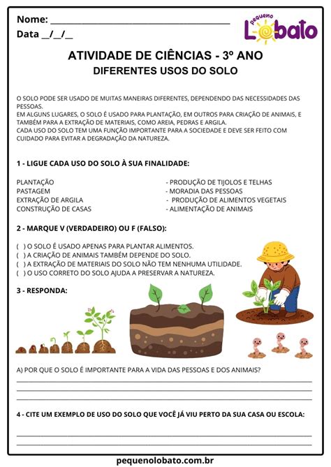 Atividades De Ciências 3º Ano Características E Usos Do Solo