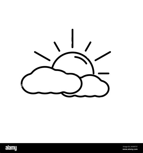 Sun Behind Clouds Icon Cloudy Weather Forecast Symbol For Website Or
