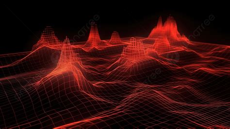 빨간색과 검은색 산과 검정색 배경에 전선 3d 렌더링 빨간불 지형 와이어 프레임 고화질 사진 사진 배경 일러스트 및 사진 무료 다운로드 Pngtree