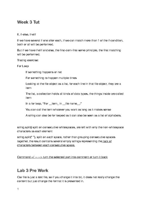 week 3 tut tutorial notes week 3 tut if if else if elif if we