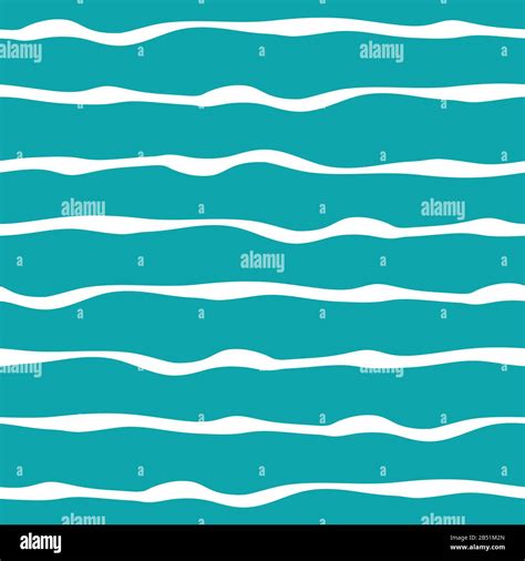 Wavy Line Seamless Vector Pattern Background Linear Geometric Ocean