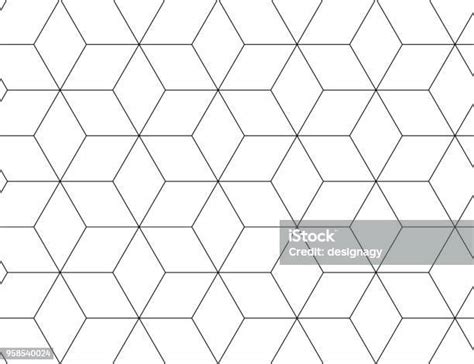 Hexagonal Seamless Vector Pattern Outline Trellis Geomteric Elements