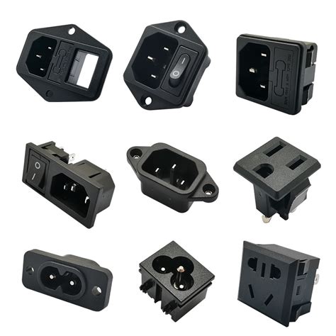 AC Power Socket Connector Double Fuse Power Entry Module Electrical Switch And AC Power Socket