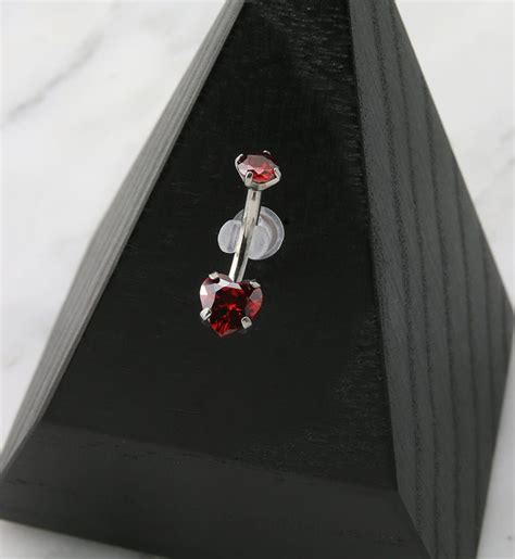 Red Heart Cz Internally Threaded Titanium Belly Button Ring The Body