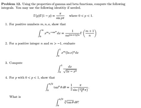 solved problem 12 using the properties of gamma and beta