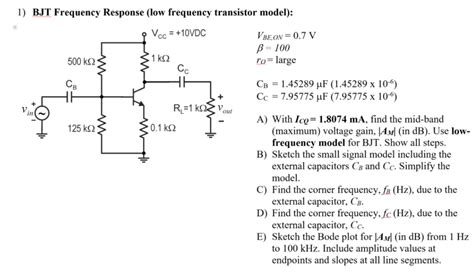 Solved 1 Bjt Frequency Response Low Frequency Transistor
