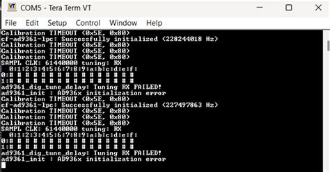 Calibration Timeout 0x5e 0x80 And Ad9361 Dig Tune Delay Tuning Rx Failed Qanda Design