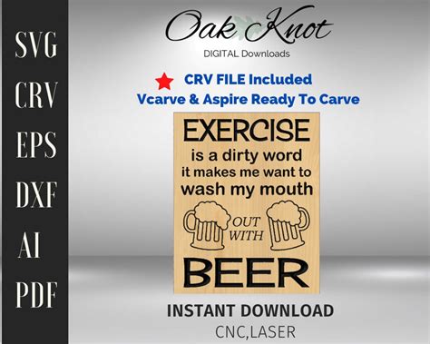 CRV Dxf Svg Funny CNC Router File Exercise Is A Dirty Word Etsy