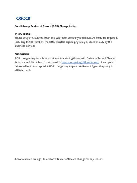 Fillable Online Rescinding Broker Of Record Letter Fill Online