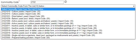 Commodity Code Selection Customs RentUrApp