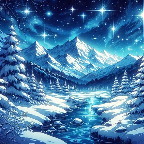 Starlit Snowscape Stock Illustration Illustration Of Forest 328852823