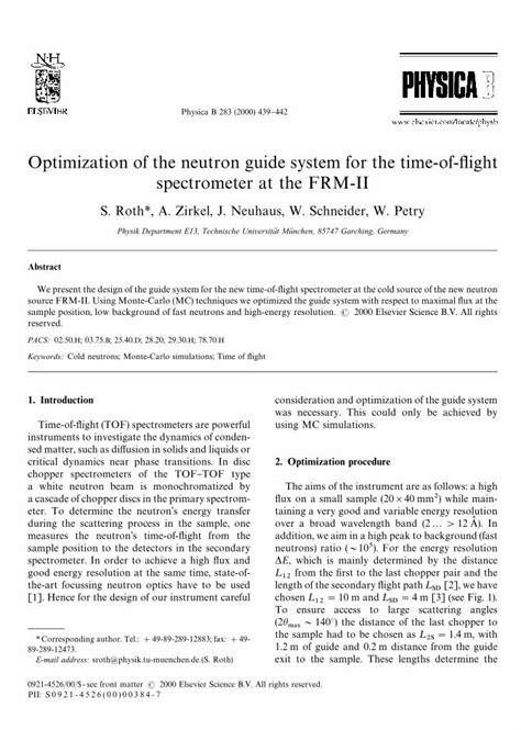 Pdf Optimization Of The Neutron Guide System For The Time Of Flight