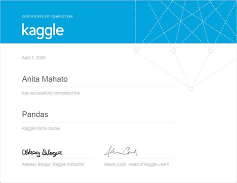 My Kaggle Certificate Anita Mahato