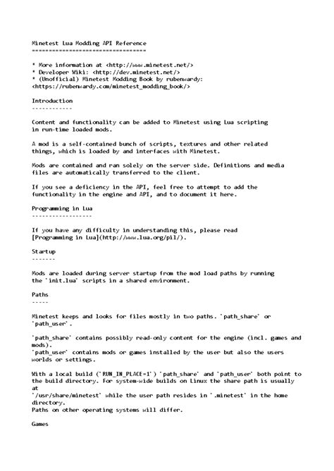 lua api minetest minetest lua modding api reference more