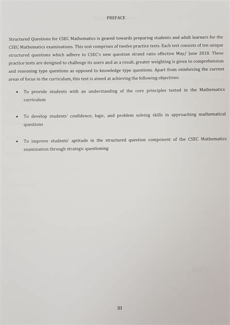 Structured Questions For Csec Mathematics Sba Workbook Caribbean